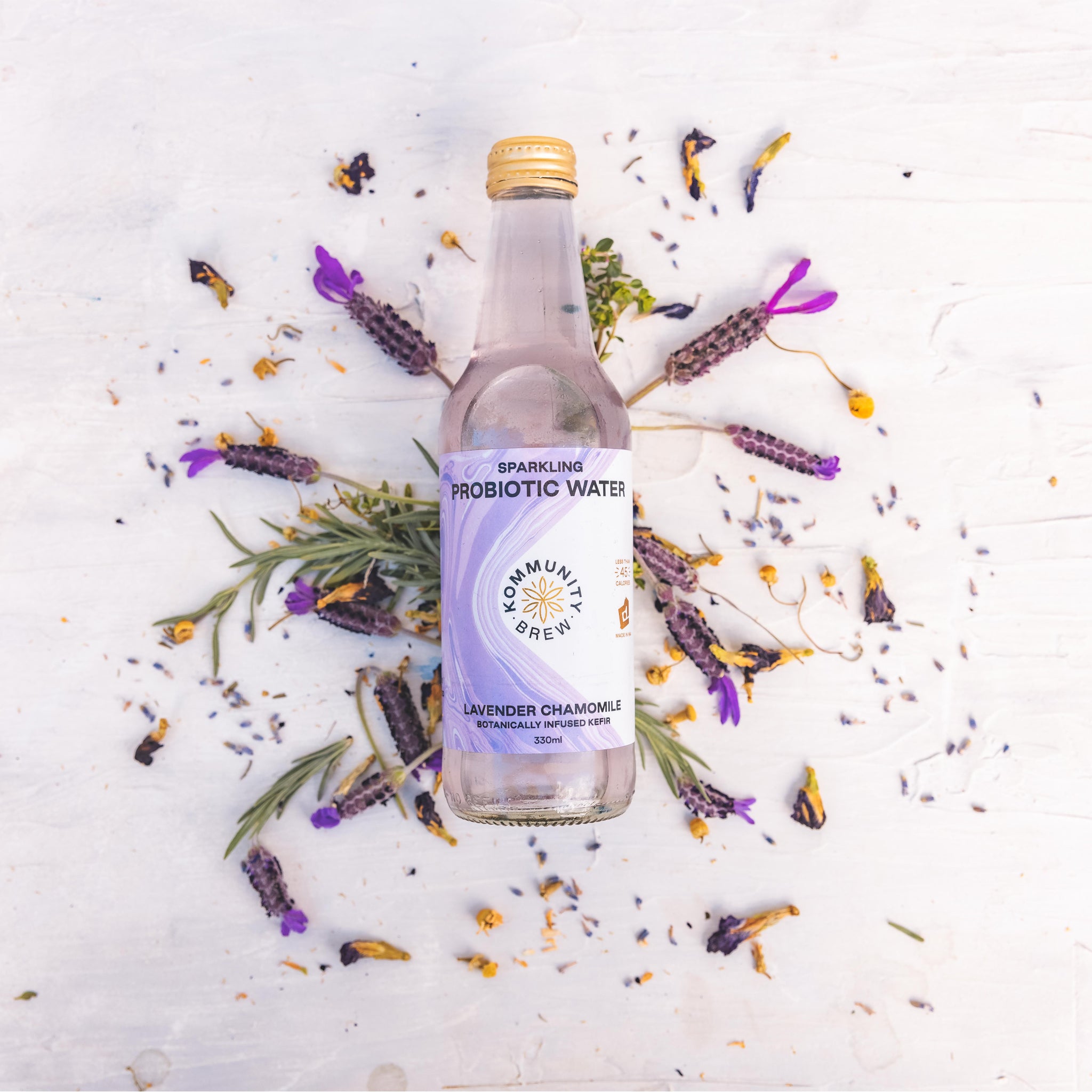 Lavender Chamomile Sparkling Probiotic Water | Kommunity Brew